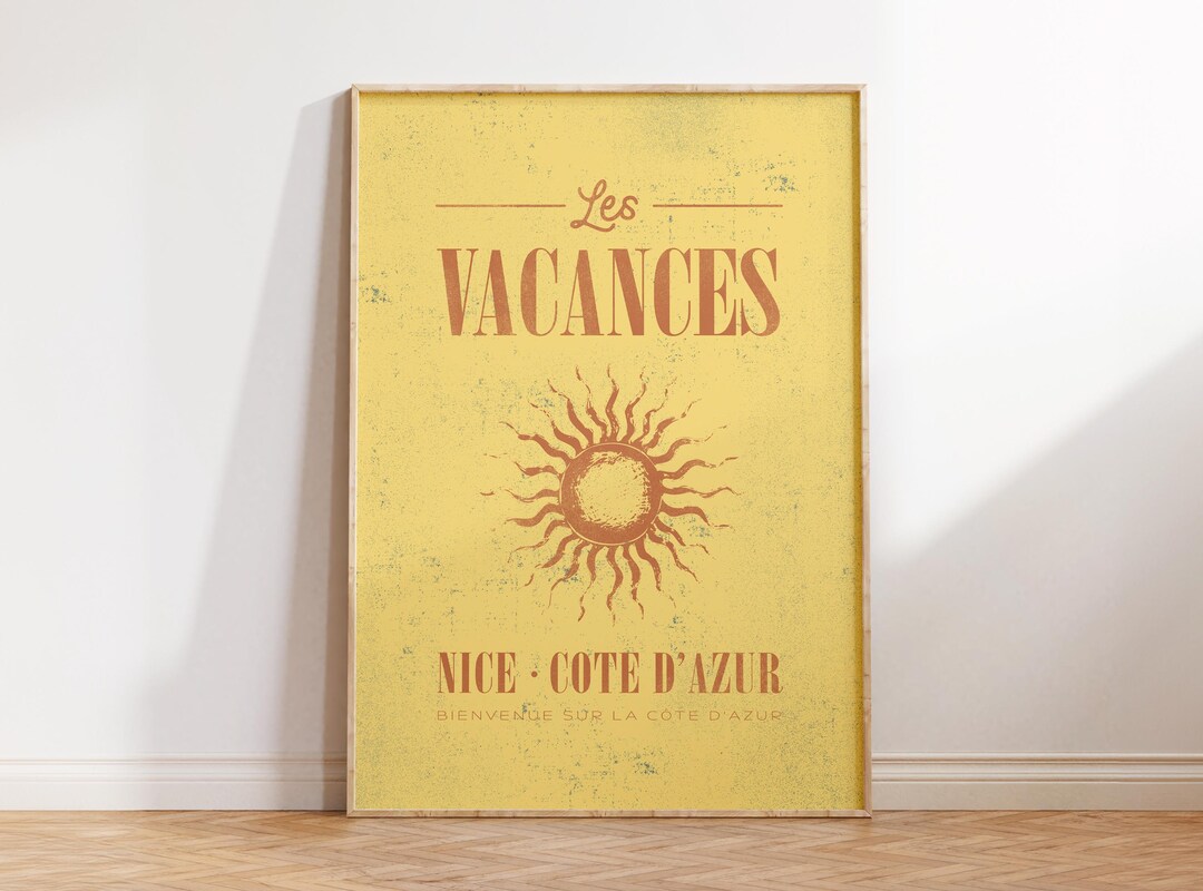 Les Vacances Travel Poster, Vintage Wall Art, French Decor Living Room ...