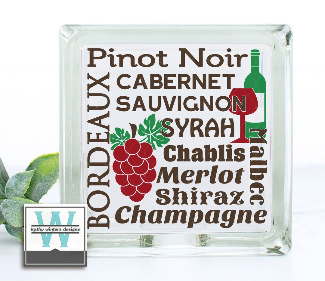 Vinyl Lettering Glass Block Decal Wine - Etsy