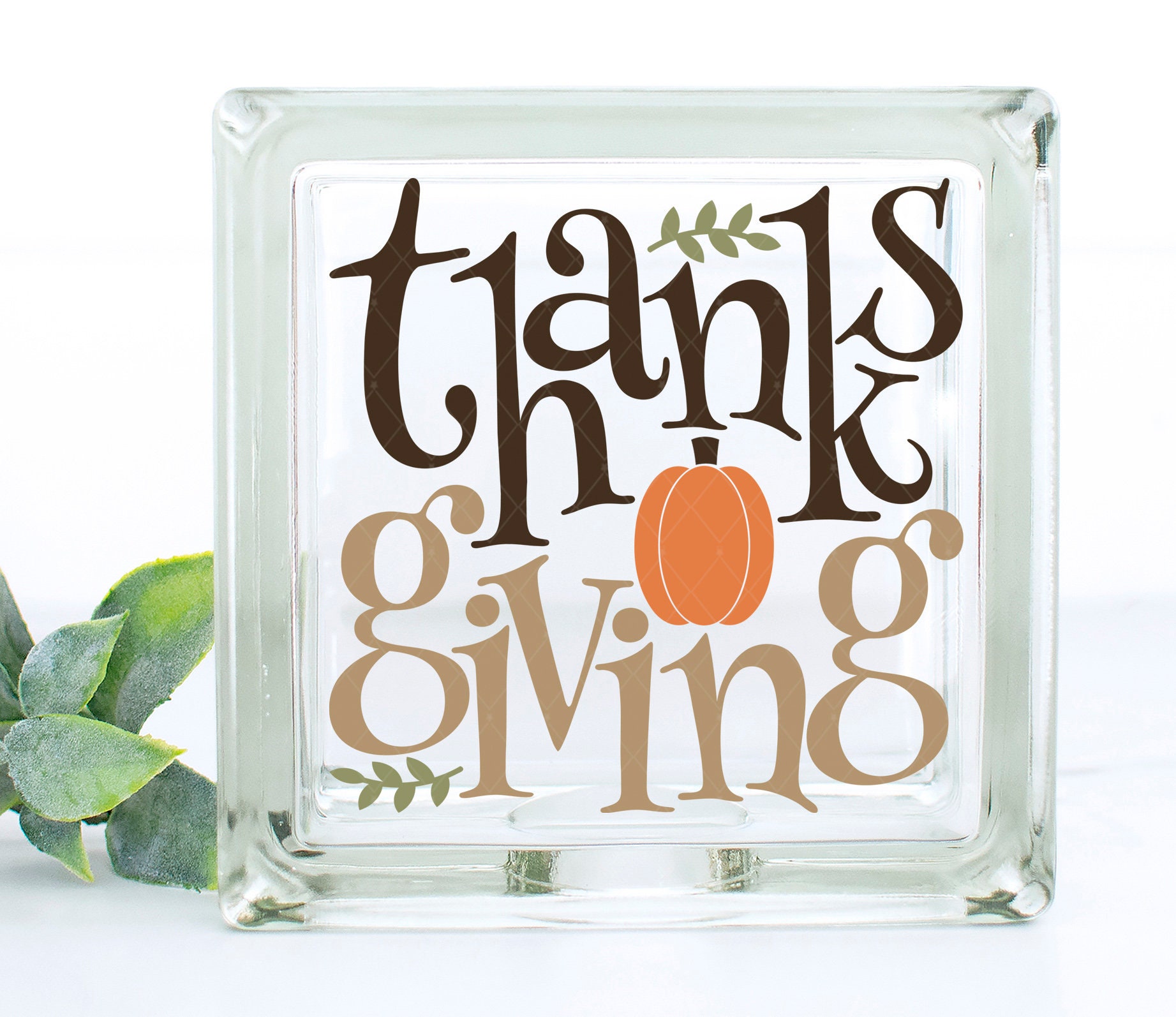 Vinyl Lettering Glass Block Decal Thanksgiving | Etsy