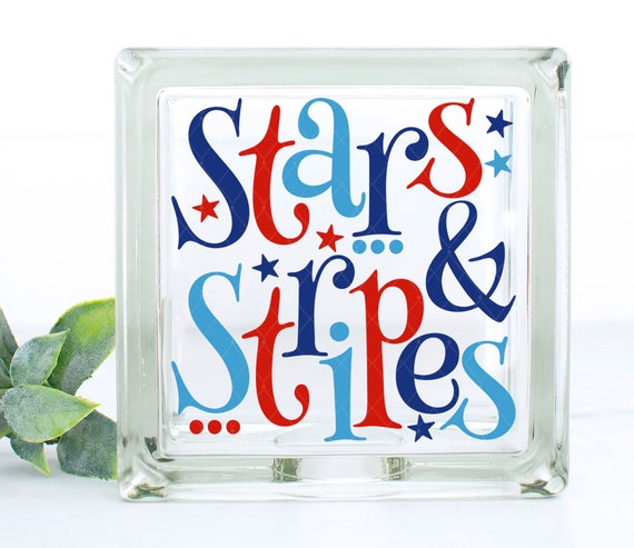 Vinyl Lettering Glass Block Decal Stars and Stripes | Etsy