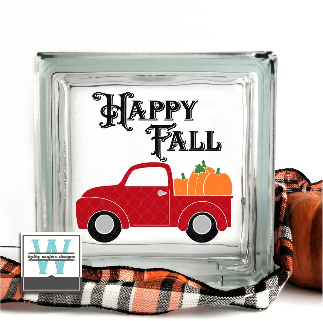 Vinyl Lettering Glass Block Decal Fall Red Truck - Etsy
