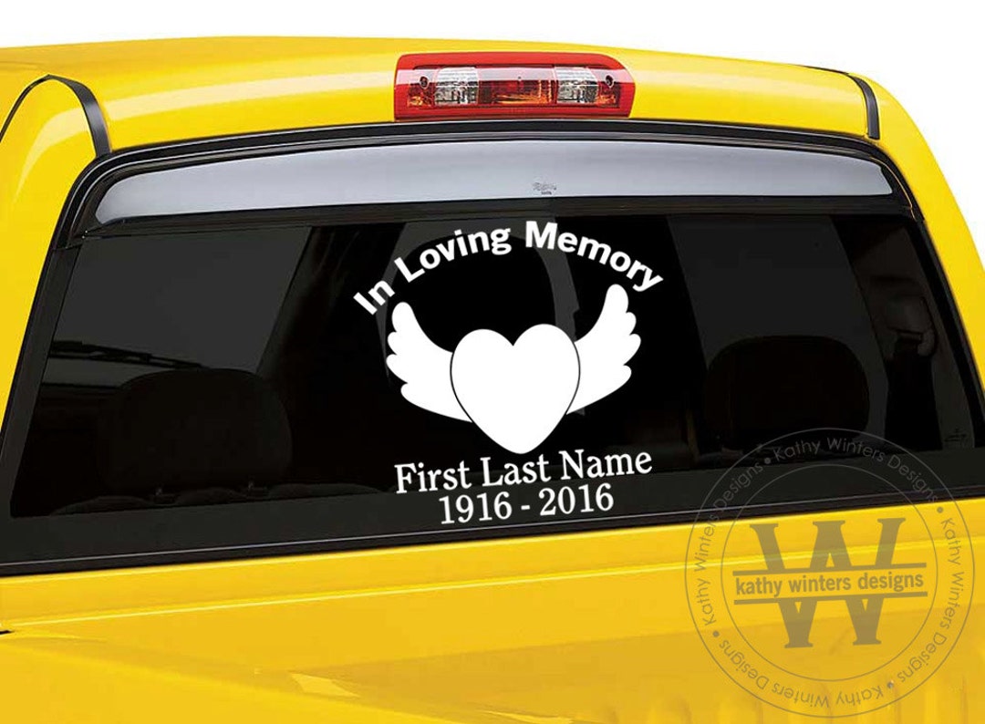 Vehicle Decal Heart Wings in Memory - Etsy