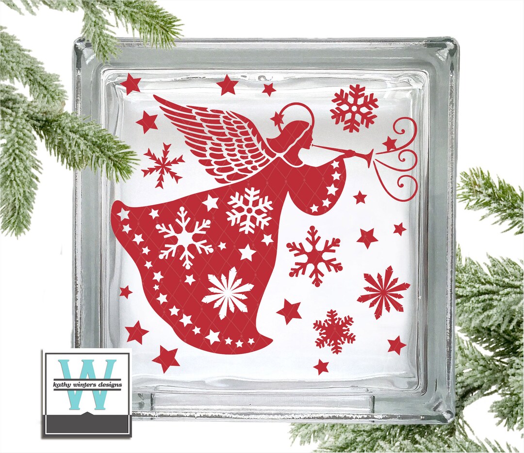 Vinyl Lettering Glass Block Decal Christmas Angel - Etsy