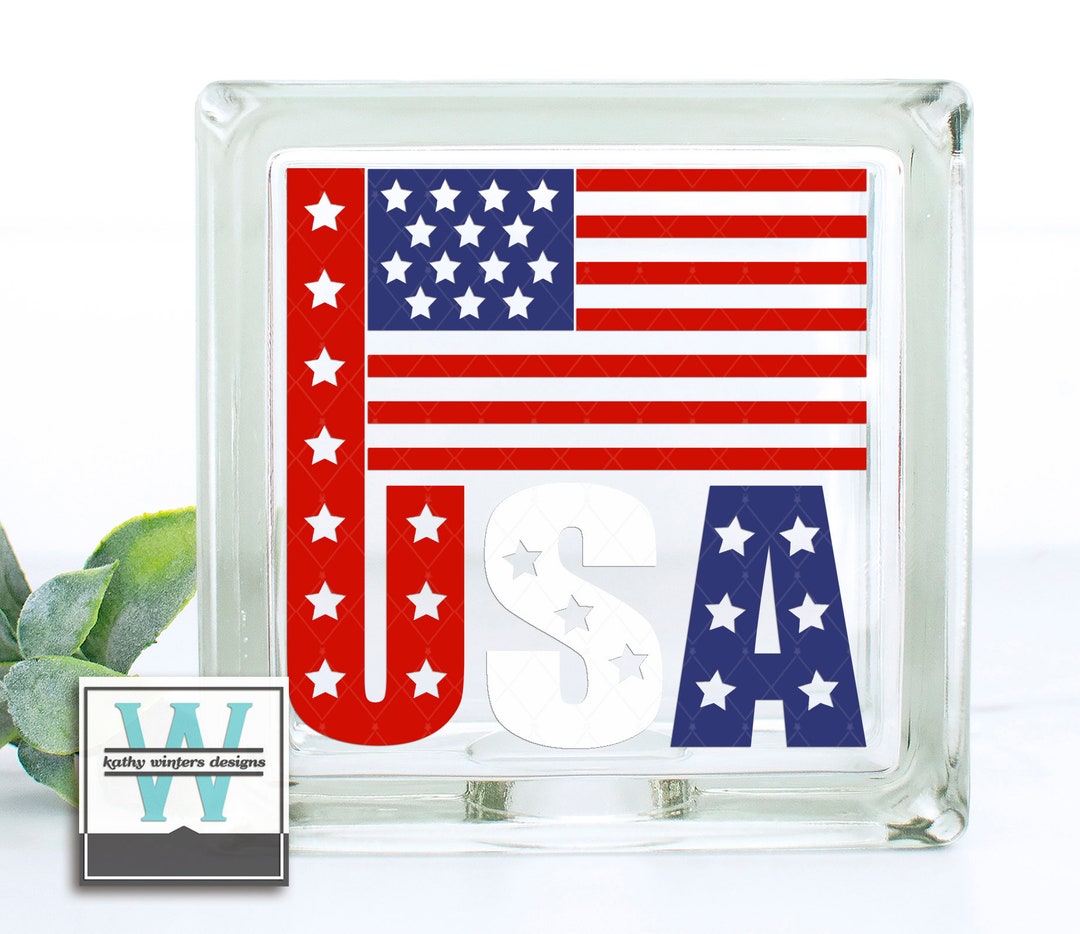 Vinyl Lettering Glass Block Decal USA - Etsy