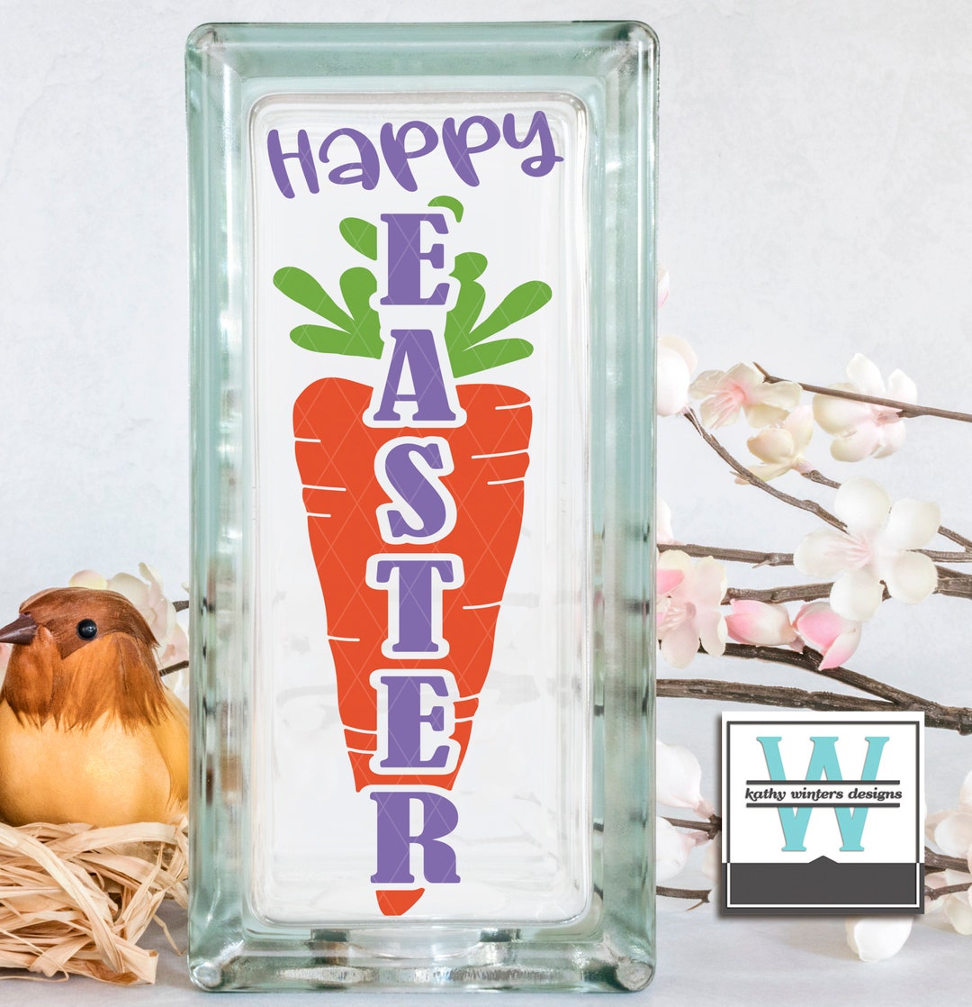 Vinyl Lettering Glass Block Decal Happy Easter - Etsy