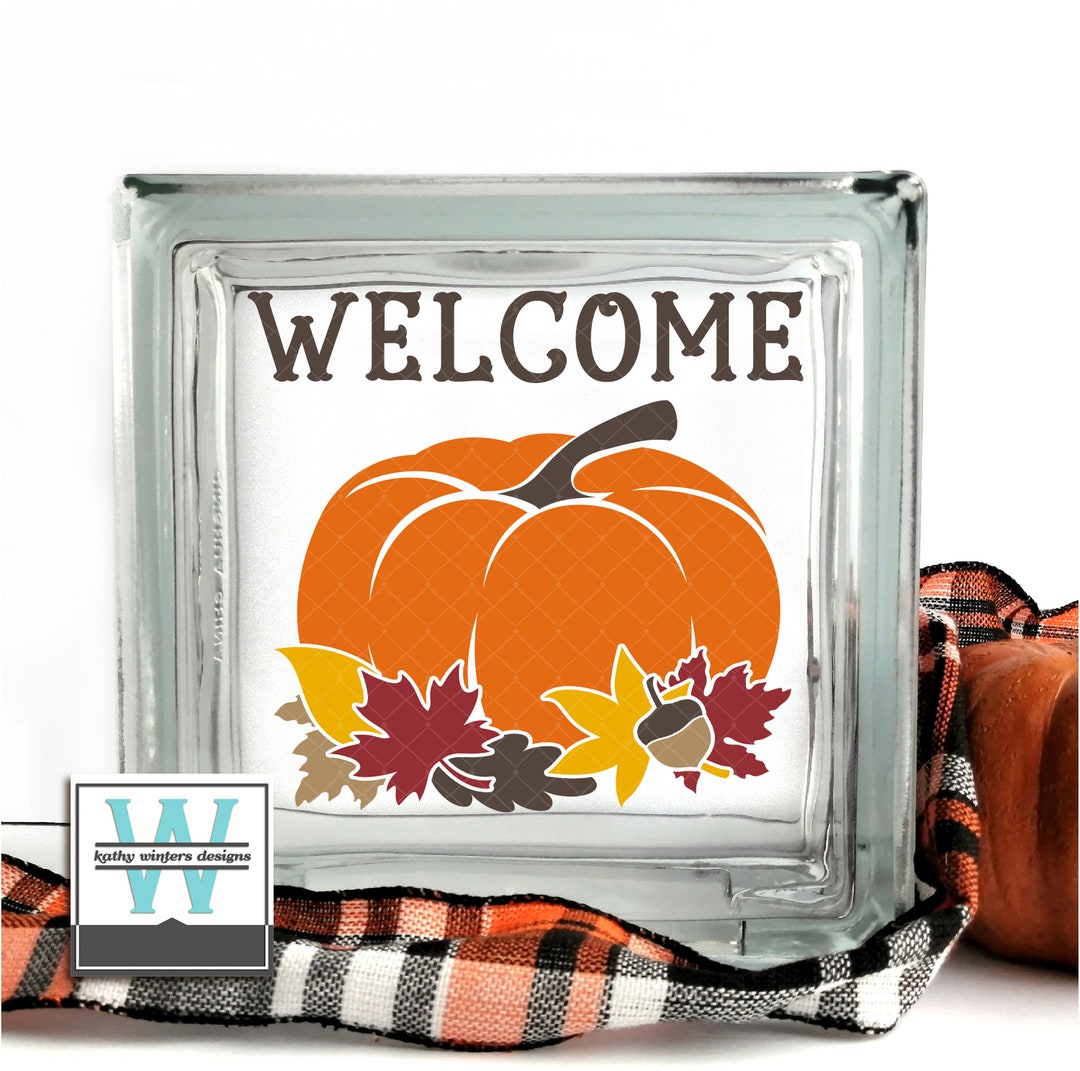 Vinyl Lettering Glass Block Decal Welcome Pumpkin - Etsy