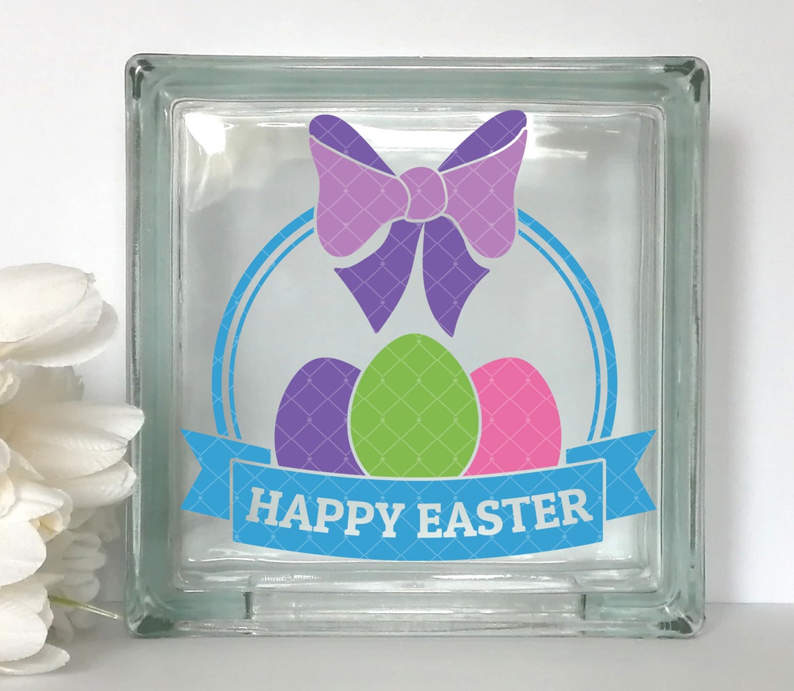 Vinyl Lettering Glass Block Decal Happy Easter - Etsy