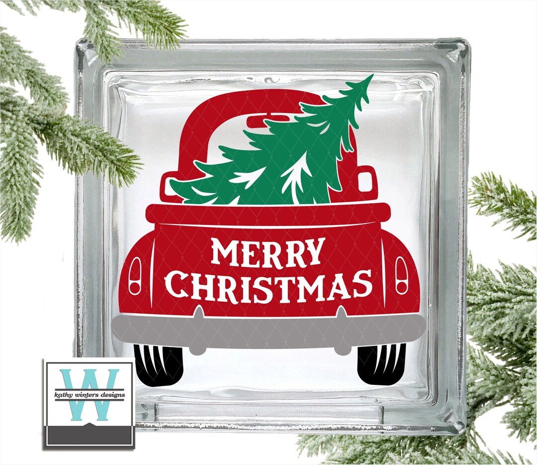 Vinyl Lettering Glass Block Decal Christmas Red Truck - Etsy