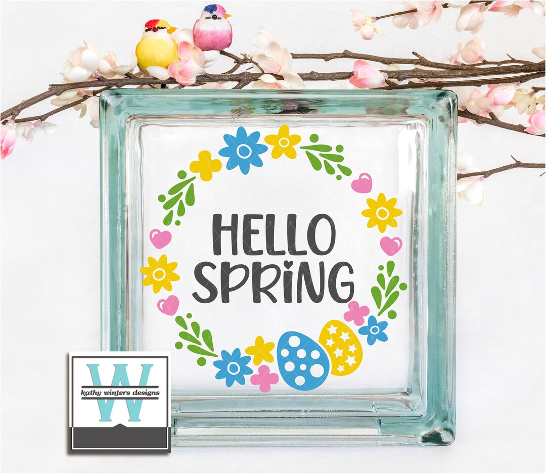 Vinyl Lettering Glass Block Decal Hello Spring - Etsy