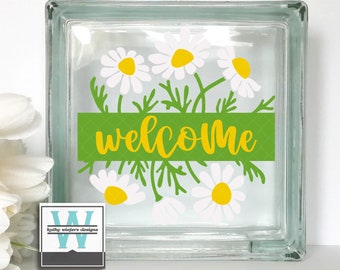 Vinyl Lettering Glass Block Decal Flowers5 - Etsy