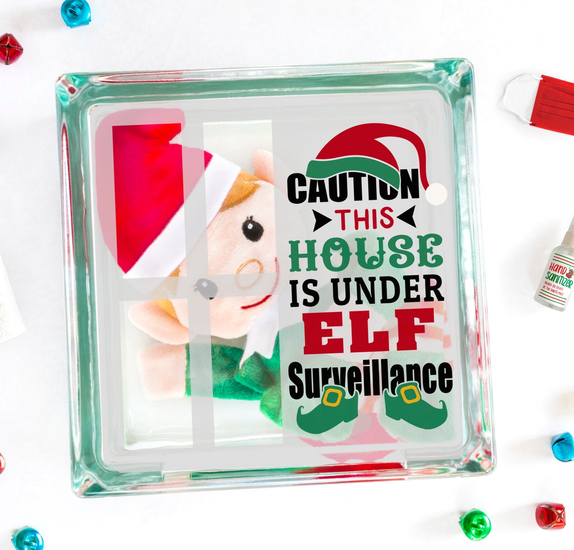 Vinyl Lettering Glass Block Decal Elf Surveillance | Etsy