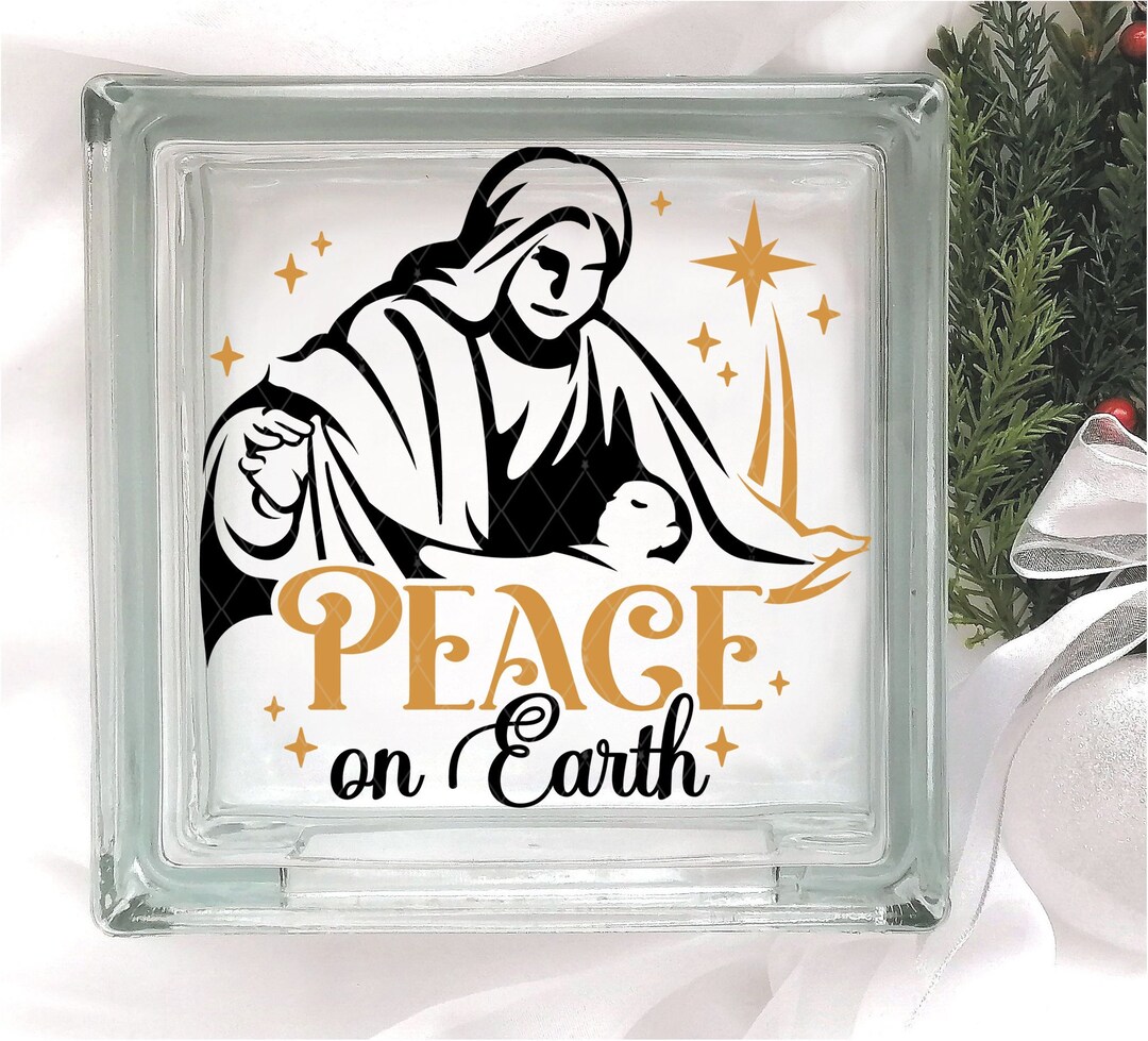 Vinyl Lettering Glass Block Decal Peace on Earth3 - Etsy