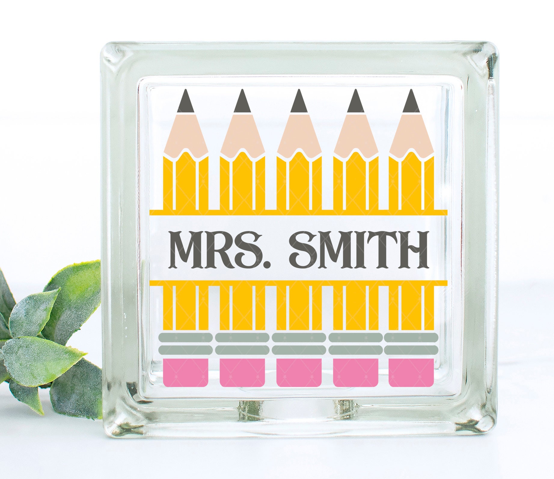 Vinyl Lettering Glass Block Pencil Monogram | Etsy