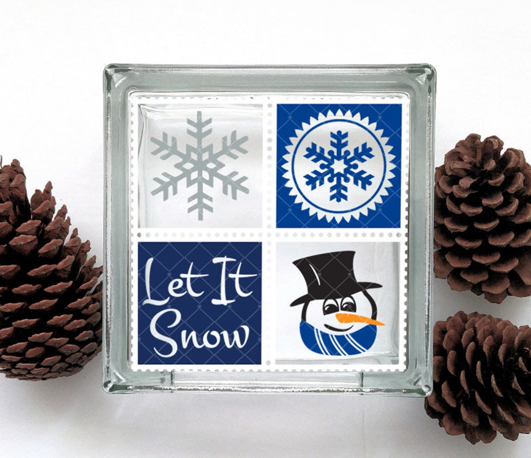 Vinyl Lettering Glass Block Decal Winter Stamp - Etsy