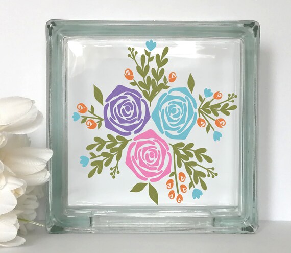 Vinyl Lettering Glass Block Flowers | Etsy