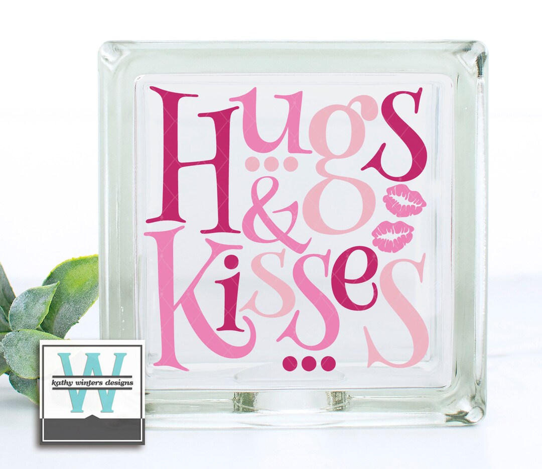 Vinyl Lettering Glass Block Decal Hugs and Kisses - Etsy