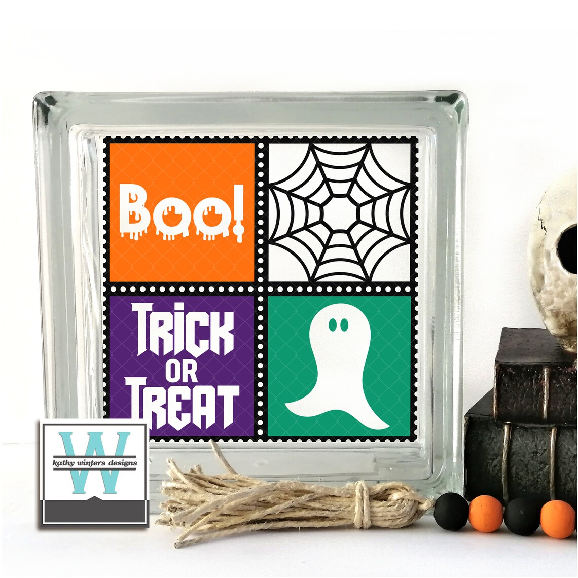 Vinyl Lettering Glass Block Decal Halloween Stamp - Etsy