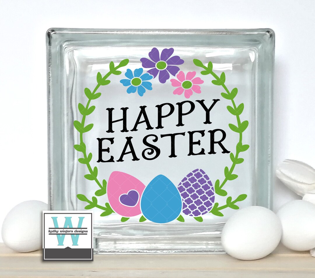 Vinyl Lettering Glass Block Decal Happy Easter - Etsy