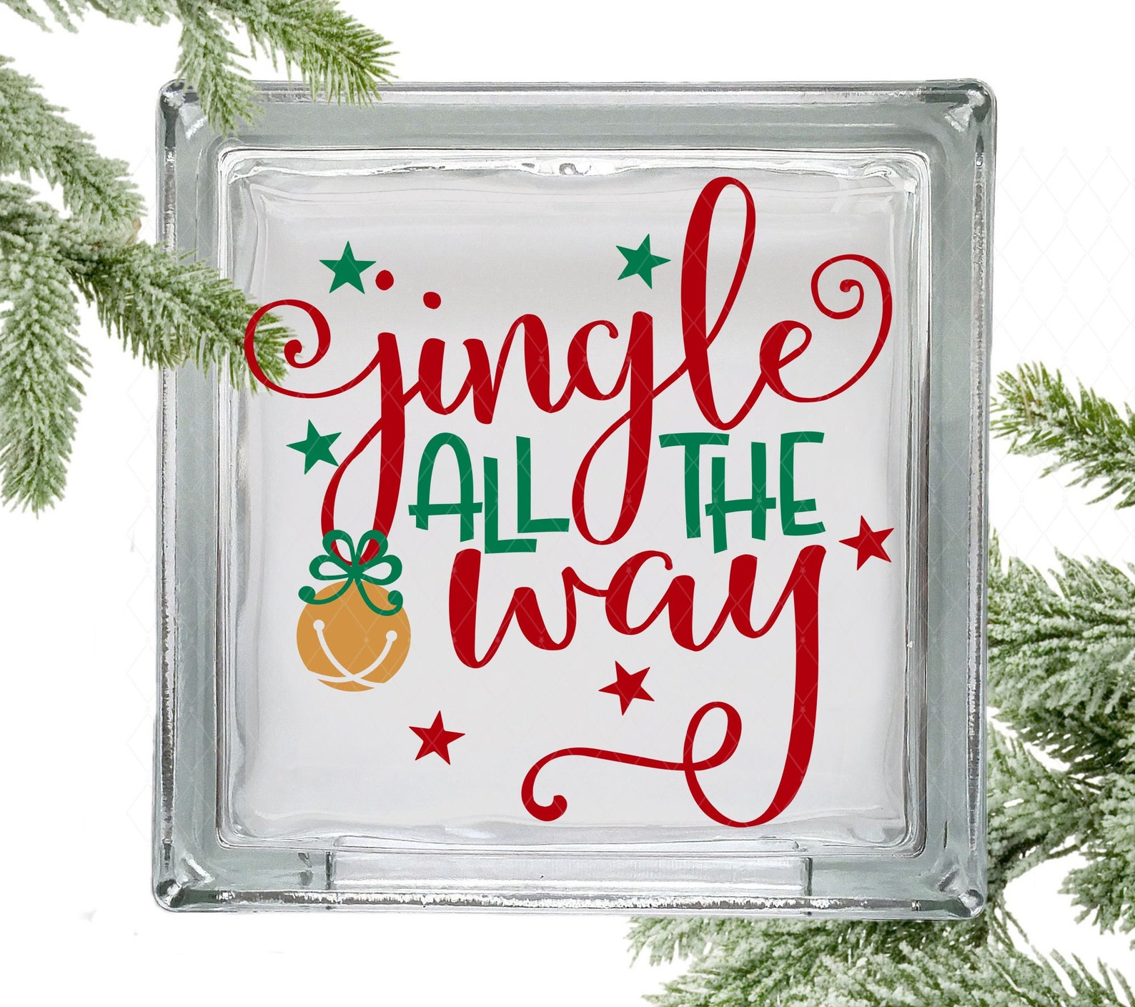 Vinyl Lettering Glass Block Decal Jingle All the Way - Etsy