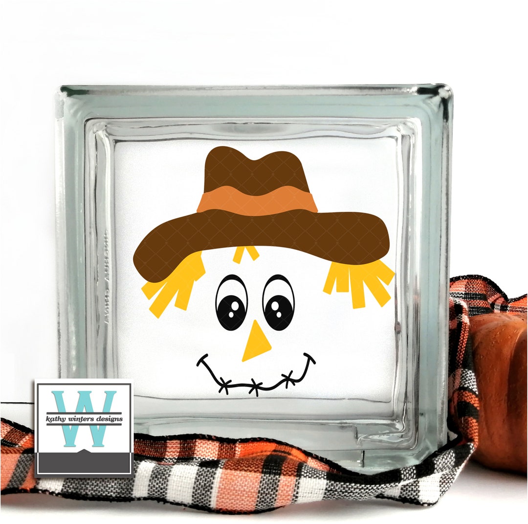 Vinyl Lettering Glass Block Decal Scarecrow - Etsy