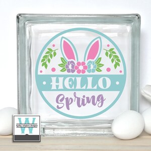 Vinyl Lettering Glass Block Decal Hello Spring - Etsy