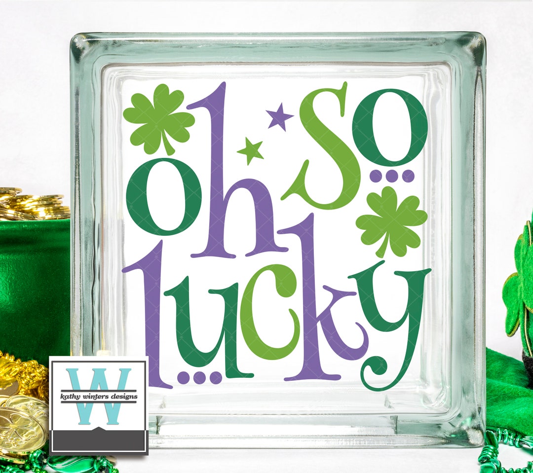Vinyl Lettering Glass Block Decal Oh so Lucky - Etsy