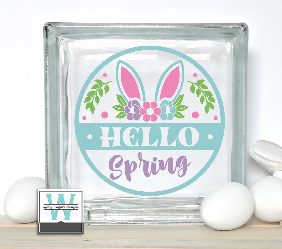 Vinyl Lettering Glass Block Decal Hello Spring - Etsy