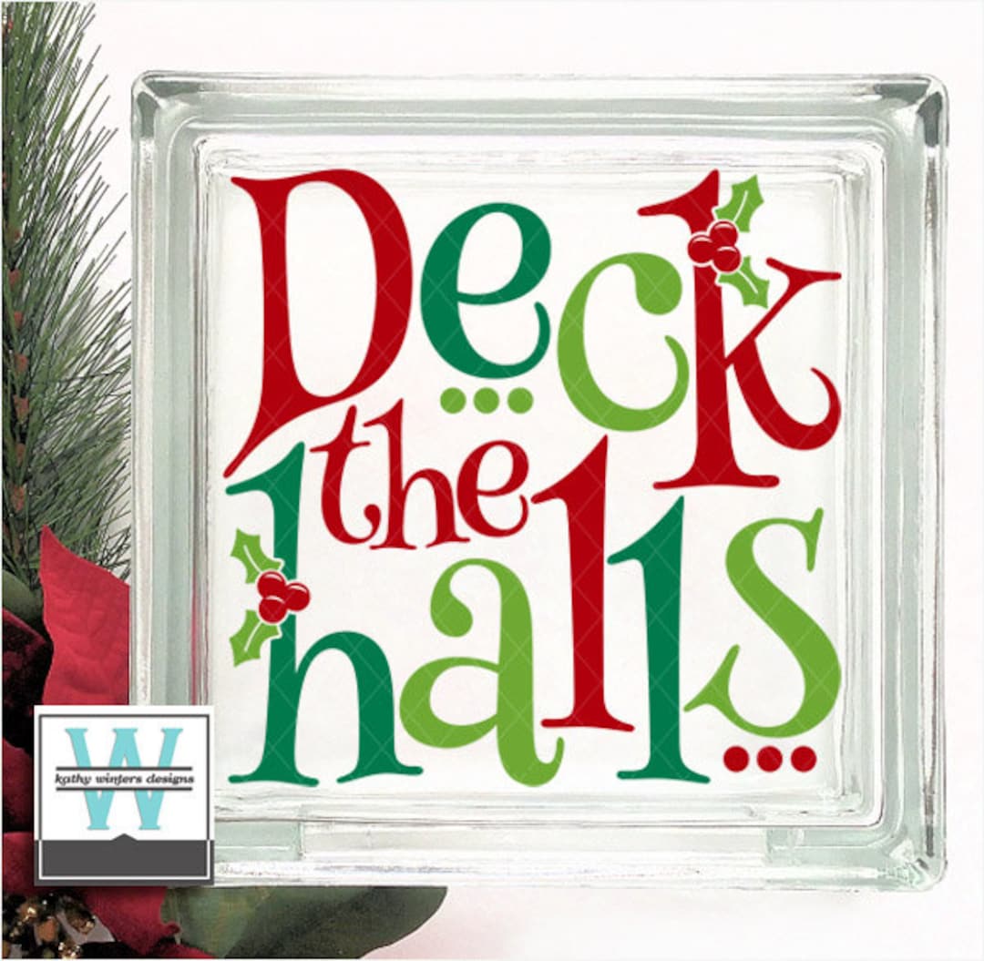 Vinyl Lettering Glass Block Decal Deck the Halls - Etsy