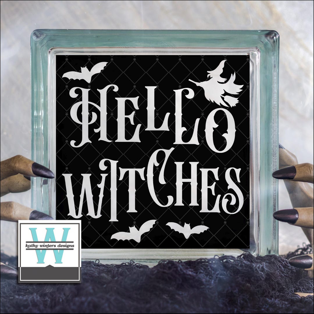 Vinyl Lettering Glass Block Decal Hello Witches - Etsy