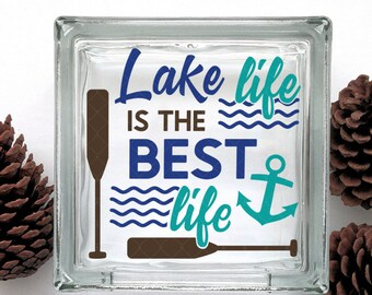 Vinyl Lettering Glass Block Decal Lake Time | Etsy
