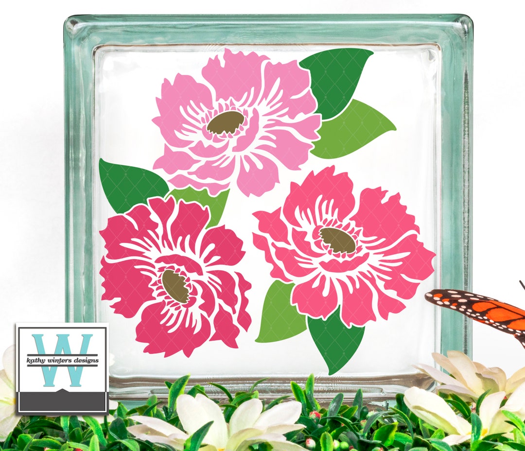 Vinyl Lettering Glass Block Flower Decal - Etsy