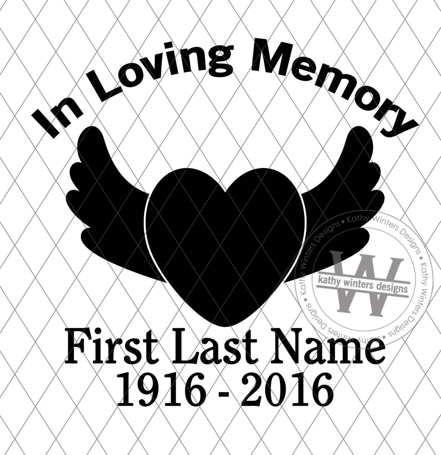 Vehicle Decal Heart Wings in Memory - Etsy