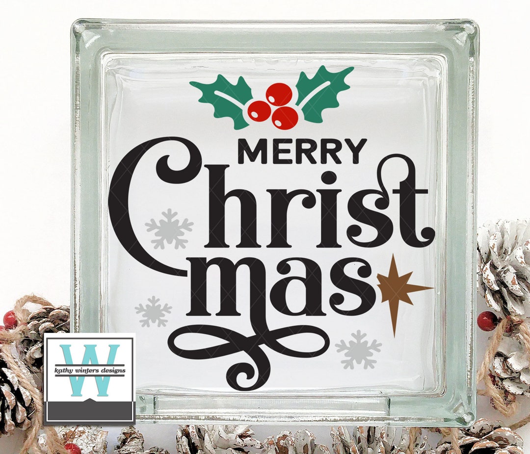 Vinyl Lettering Glass Block Decal Merry Christmas - Etsy