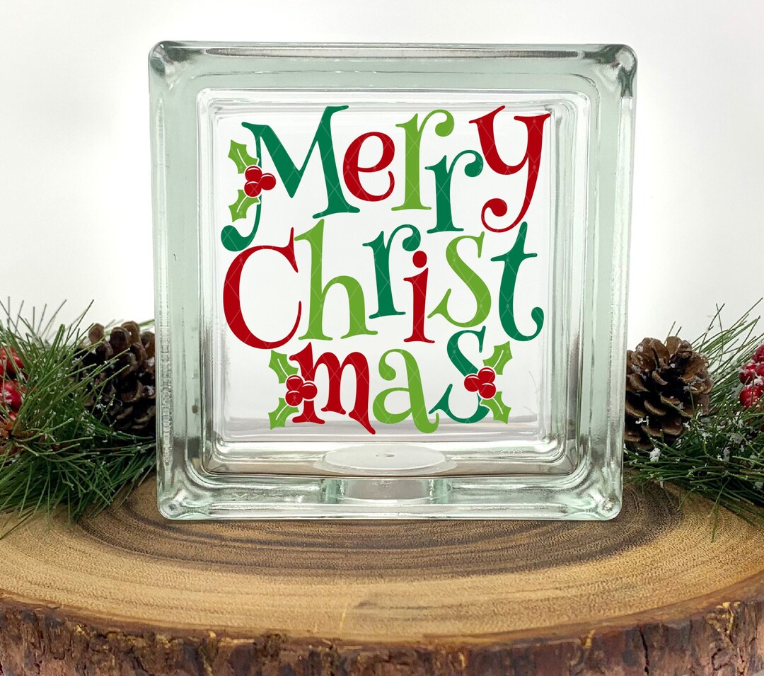Vinyl Lettering Glass Block Decal Merry Christmas - Etsy