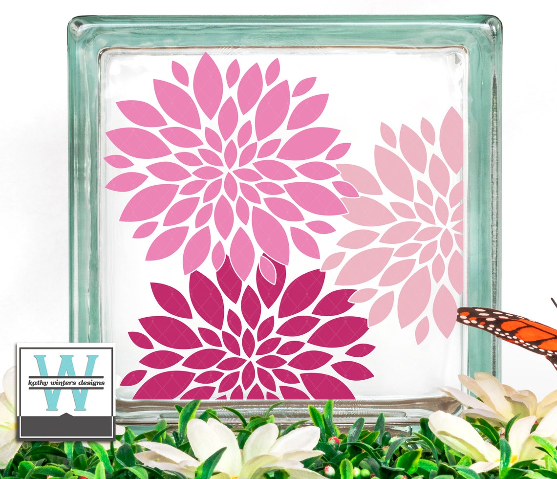 Vinyl Lettering Glass Block Decal Dahlias - Etsy