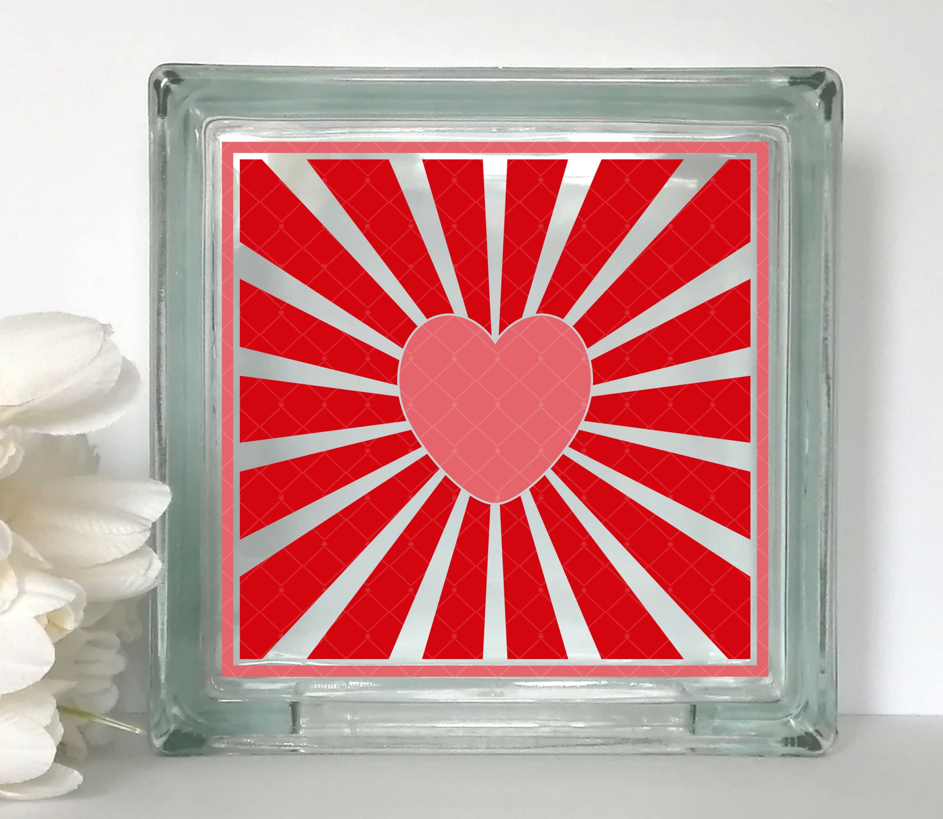 Vinyl Lettering Glass Block Decal Heart Burst | Etsy