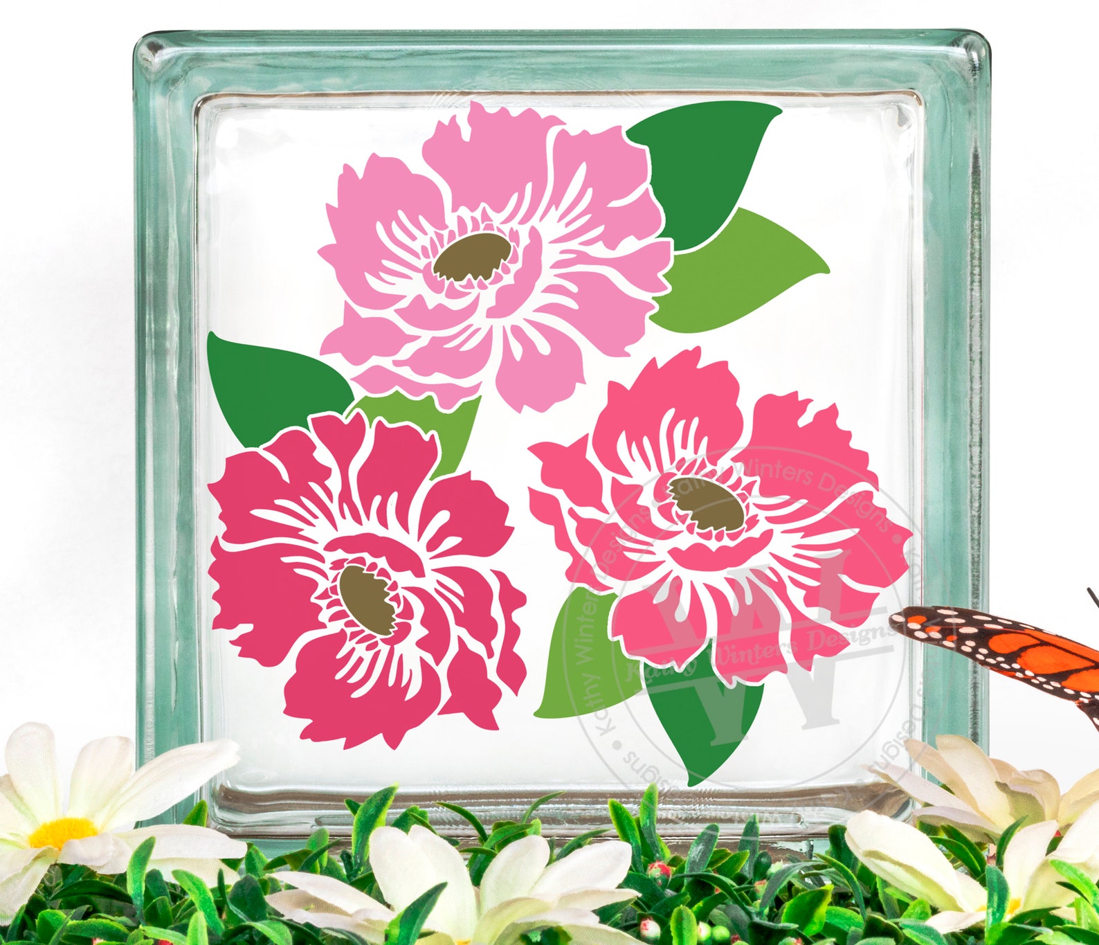 Vinyl Lettering Glass Block Flower Decal | Etsy