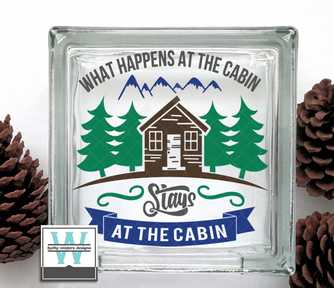 Vinyl Lettering Glass Block Decal What Happens at the Cabin - Etsy