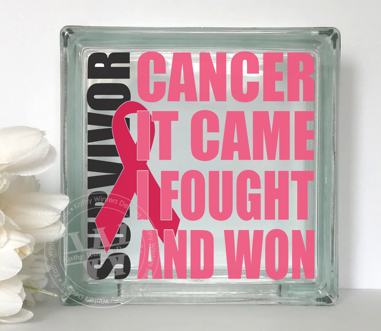 Vinyl Lettering Glass Block Decal Cancer Survivor | Etsy