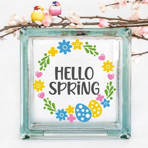 Vinyl Lettering Glass Block Decal Hello Spring - Etsy