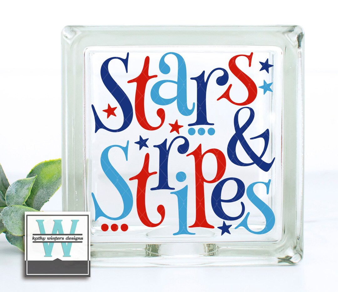 Vinyl Lettering Glass Block Decal Stars and Stripes - Etsy