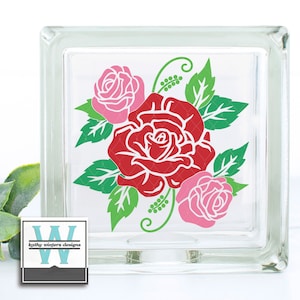 Vinyl Lettering Glass Block Decal Roses - Etsy