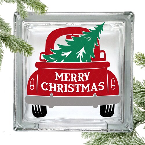 Vinyl Lettering Glass Block Decal Merry Christmas - Etsy
