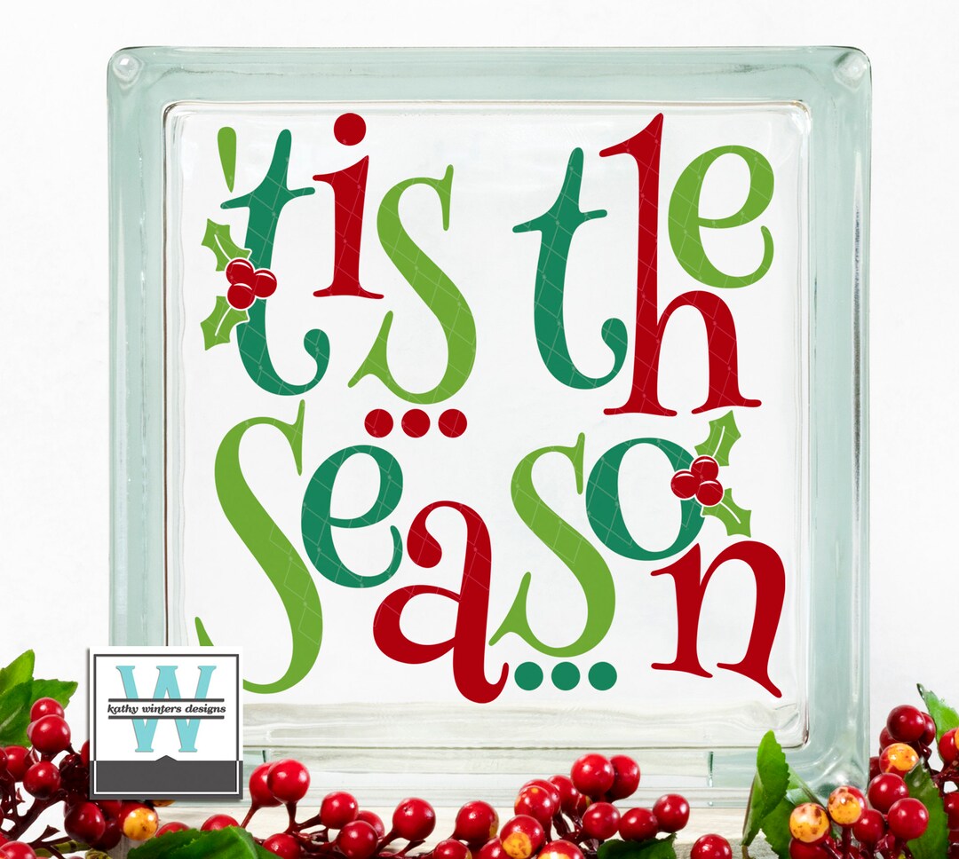 Vinyl Lettering Glass Block Decal Tis the Season - Etsy