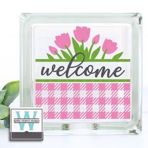 Vinyl Lettering Glass Block Decal Welcome Plaid - Etsy
