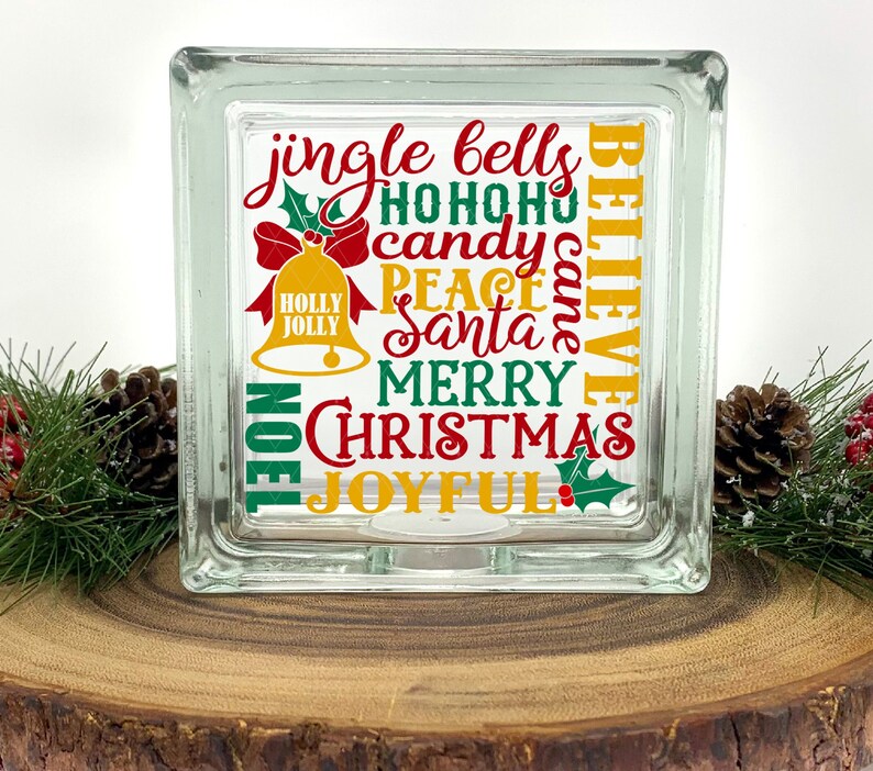 Vinyl Lettering Glass Block Decal Christmas Subway Art - Etsy