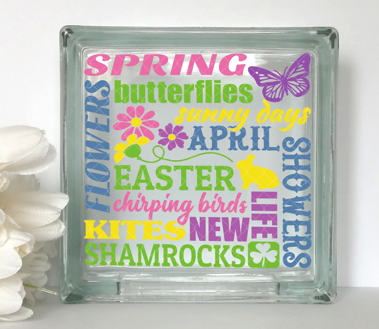 Vinyl Lettering Glass Block Decal Spring Subway Art | Etsy