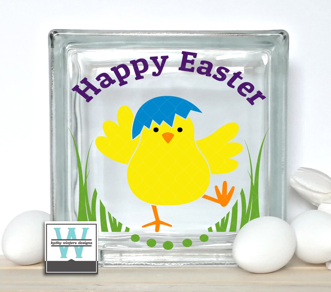 Vinyl Lettering Glass Block Decal Easter Chick - Etsy
