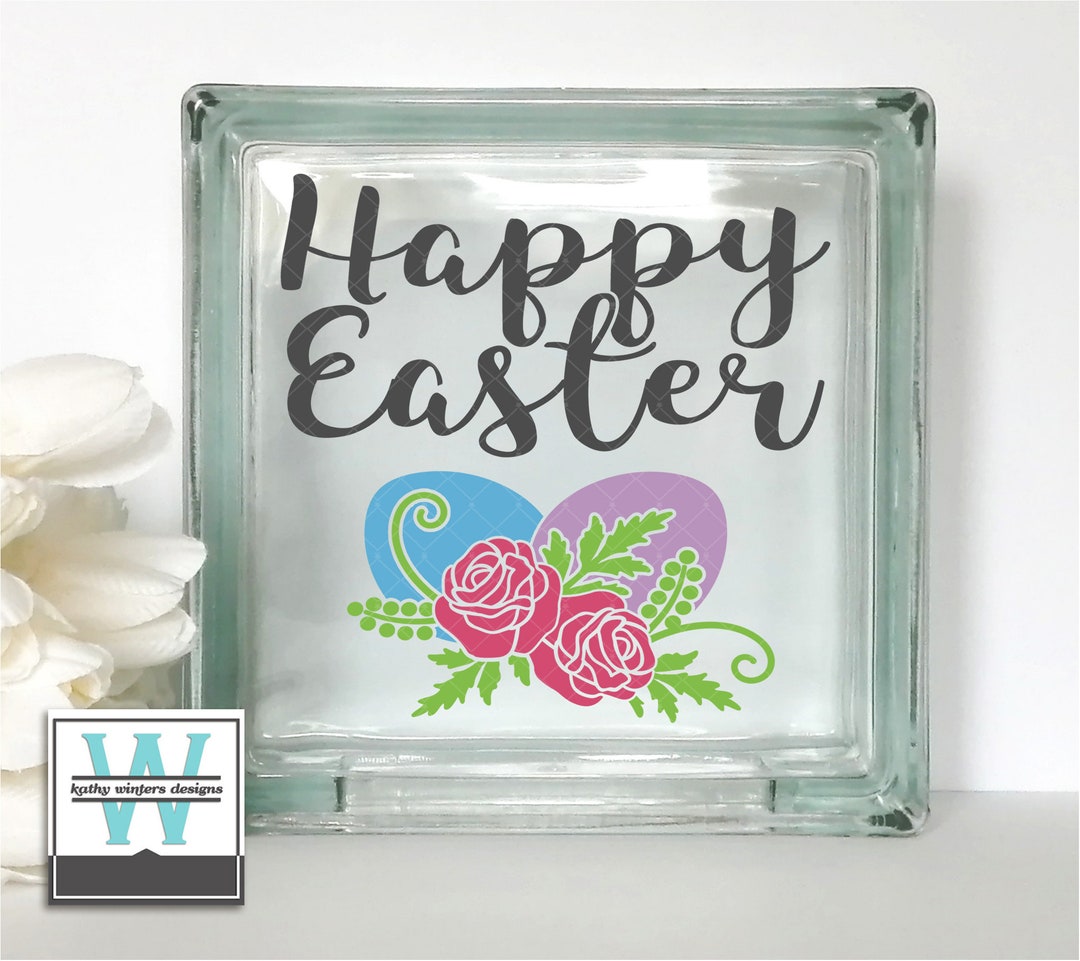 Vinyl Lettering Glass Block Decal Happy Easter - Etsy