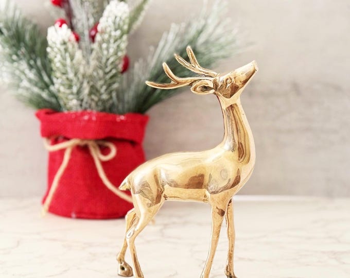 Vintage Solid Brass Deer - Mid Century Modern Gold Stag Sculpture, - Etsy